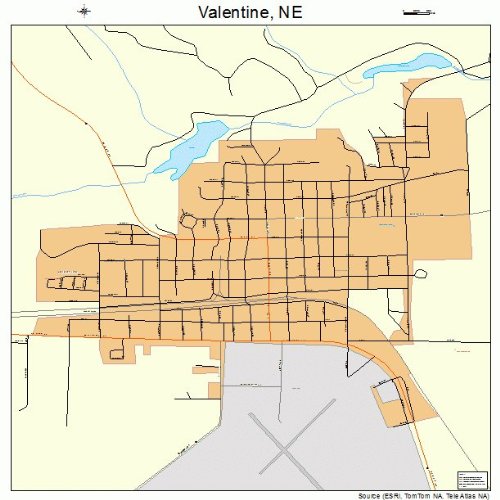 Large Street & Road Map of Valentine, Nebraska NE - Printed poster size ...