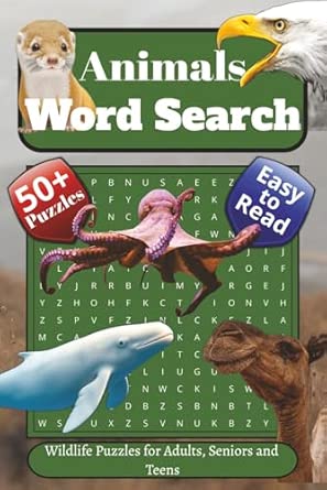 Animals Word Search Puzzle Book: Word Find with Easy to Read Print ...