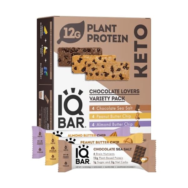 IQBAR Brain and Body Plant Protein Bars - Chocolate Lovers Variety - 12 ...
