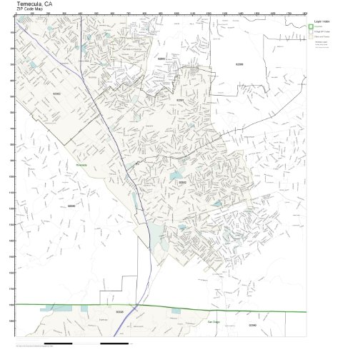 ZIP Code Wall Map of Temecula, CA ZIP Code Map Laminated: Amazon.com ...