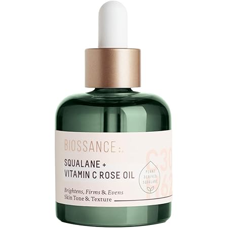 Amazon.com: BIOSSANCE Squalane and Vitamin C Rose Oil. Facial Oil to ...