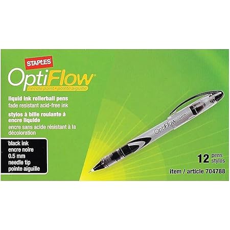 Amazon.com: Staples OptiFlow Rollerball Pens, Fine Point, Black, 1 ...