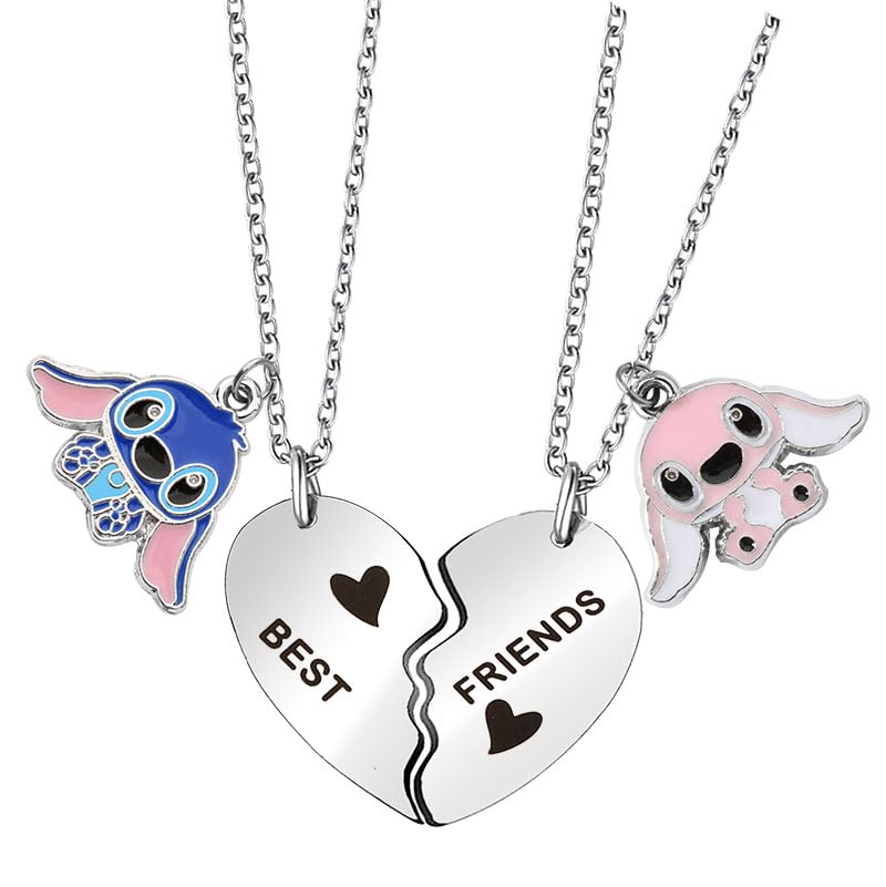 Amazon.com: AULSIEY Stitch Friendship Necklace for 2 Best Friend ...
