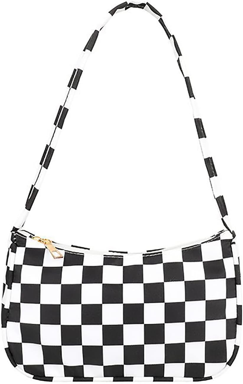ZEHO Checkerboard Nylon Shoulder Bag Stylish Underarm Handbag Cute ...