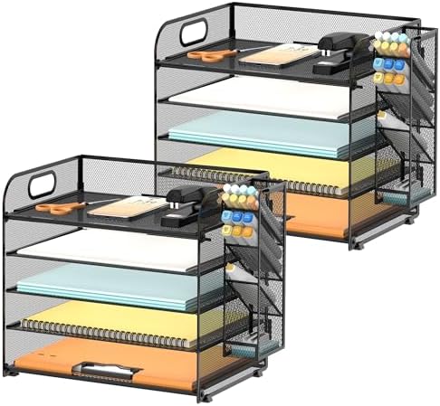 Amazon.com: SUPEASY 2 Pack 5 Tier Desk Organizer with Handle ...