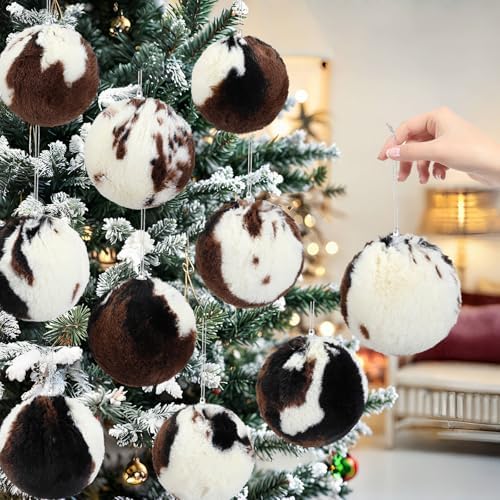Amazon.com: 10PCS Cow Print Christmas Balls Ornament Set - 3.1" Large ...