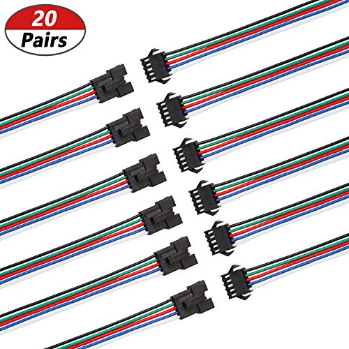 Snapklik.com : Mxuteuk 20 Pairs 22 AWG JST SM Plug 5 Pin Male To Female ...