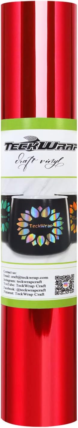 TECKWRAP Chrome Red Adhesive Craft Vinyl Roll 1ftx5ft : Amazon.co.uk ...