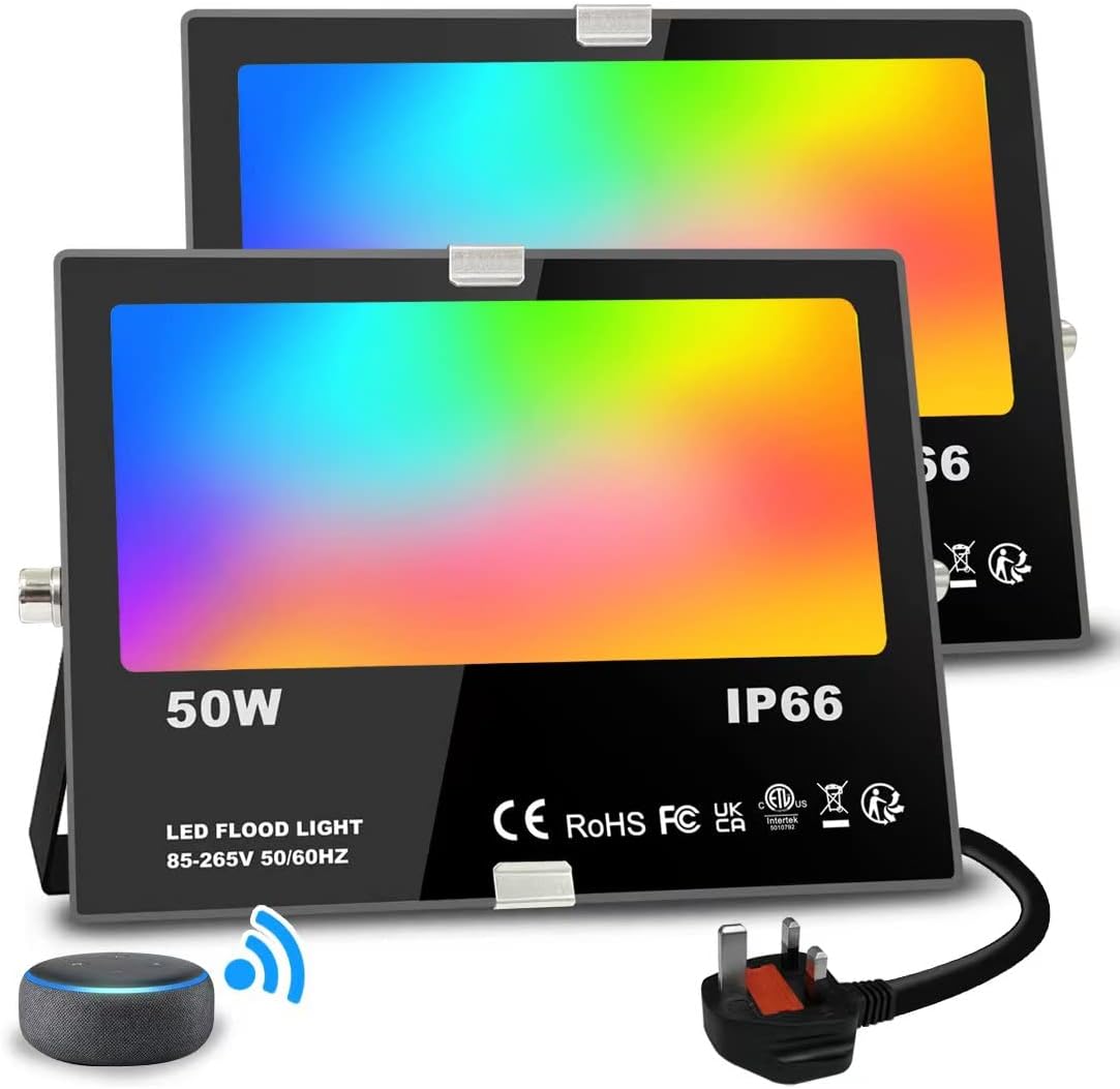 Flood Lights Outdoor With Alexa, Smart LED Floodlight Colour Changing ...