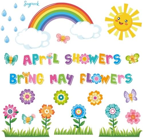 Amazon.com : Saypacck Spring Bulletin Board Decorations Set April ...