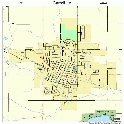 Large Street & Road Map of Carroll, Iowa IA - Printed poster size wall ...