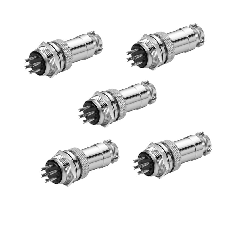 Amazon.com: 5 Sets GX12 7 Pin Metal Male Female Panel Connector, 12mm ...