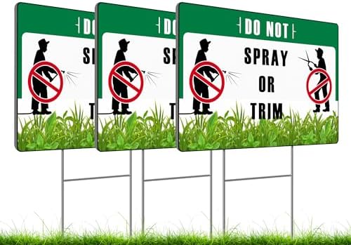 Amazon.com: Set of 3 Double Sided Do Not Spray or Trim Sign with Metal ...