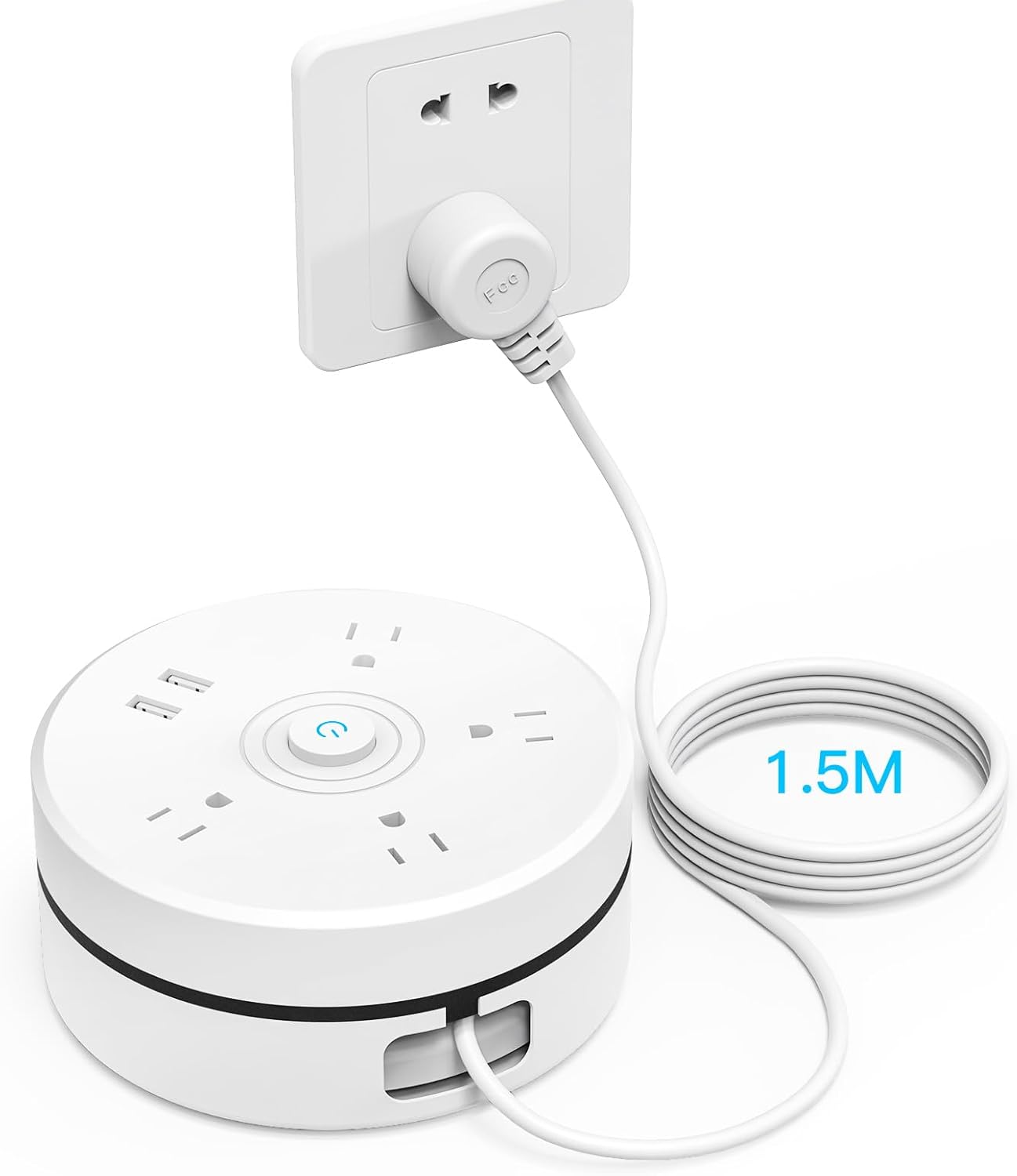 Amazon.com: 5FT Flat Plug Power Strip with USB, Retractable Extension ...