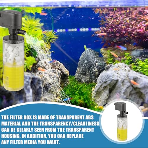Fish Tank Filter, Fish Tank 3 in 1 Filter Built-In Filter Material ...