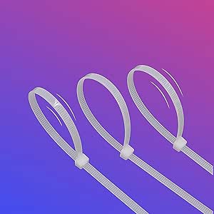 Amazon.com: Zip Ties 12-Inch White - Pack of 100 Self-Locking Plastic Wire Ties, 50lb Strength ...