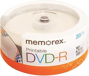 Amazon.com: Memorex DVD-R 16x 4.7GB 20 Pack Spindle Printable : Electronics