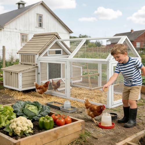 Amazon.com: Ketive 83"L Large Chicken Coop with Run for 4–6 Chickens ...