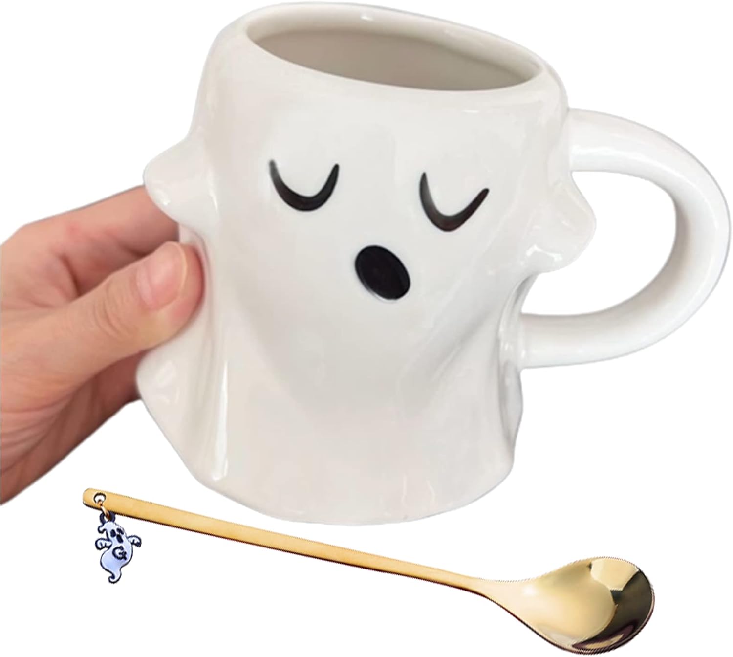 Amazon.com: Vroknvs 2PCS Ceramic Ghost Mug With Funny Ghost Spoon ...