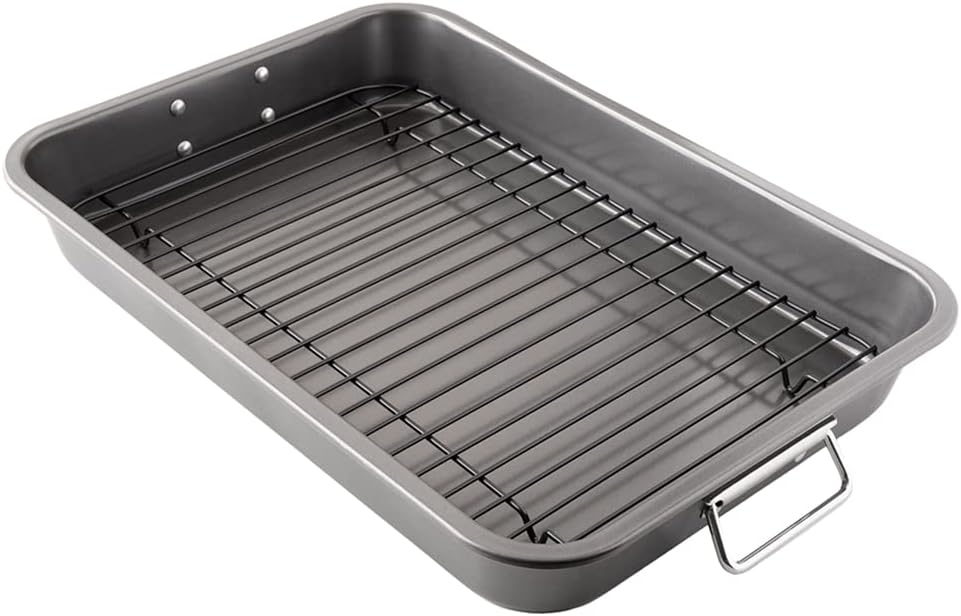 Amazon.com: Chicago Metallic 26639 Petite Roast Pan with Rack, Grey, 10 ...