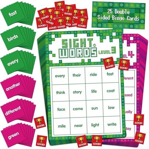 Amazon.com: Sight Word Bingo Game, 144 Sight Words Learn to Read Level ...