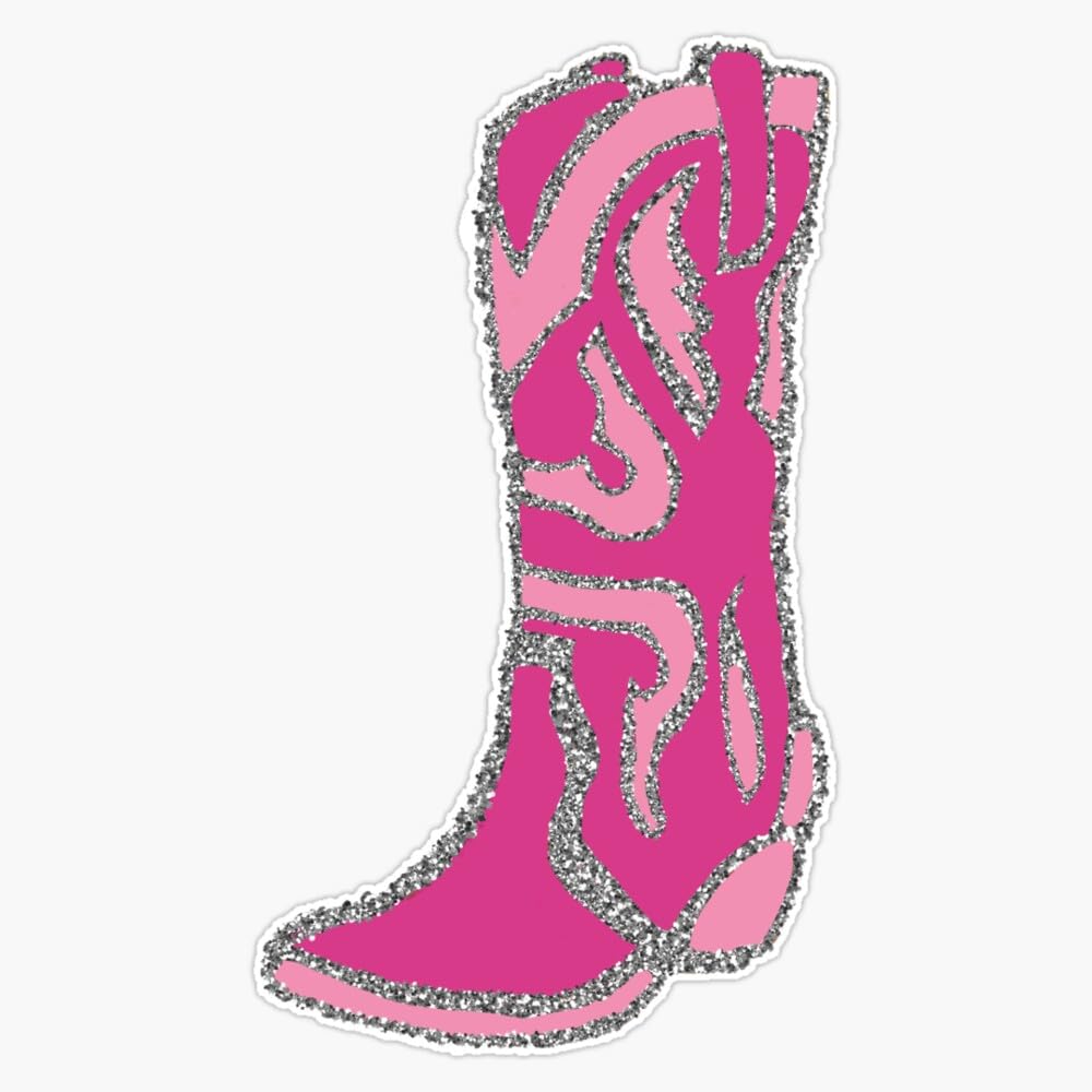 Amazon.com: Pink Sparkly Cowboy Boot Sticker Vinyl Waterproof Sticker ...