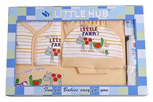 Little Hub Born7 pcs Unisex Baby Gift Set Johnson (Orange, 0-3 Months ...