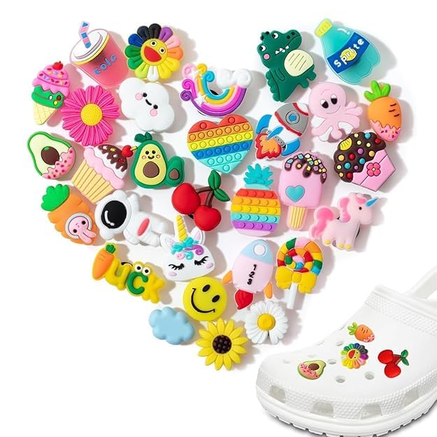 DOSOFY 30Pcs Clog Slippers Charms for Shoes - Assorted Cartoon Rubber ...