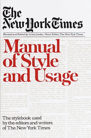 New York Times Manual of Style and Usage: Jordan, Lewis: 9780812963168 ...