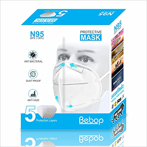 Bebop Nonwoven fabric Reusable Face Mask (White, Without Valve, Pack of ...