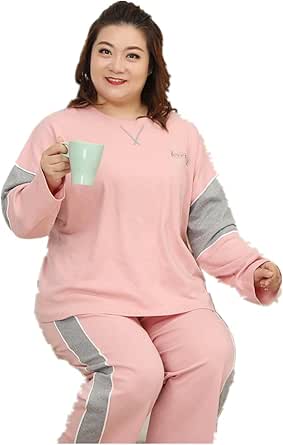 Amazon.com: Plus Size 5XL 130Kg Cute Pajamas Set Women Sleepwear Spring ...