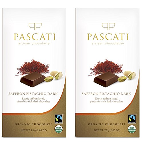 Pascati, Saffron & Pistachio Dark, USDA Organic Chocolate, 75g (Pack of ...