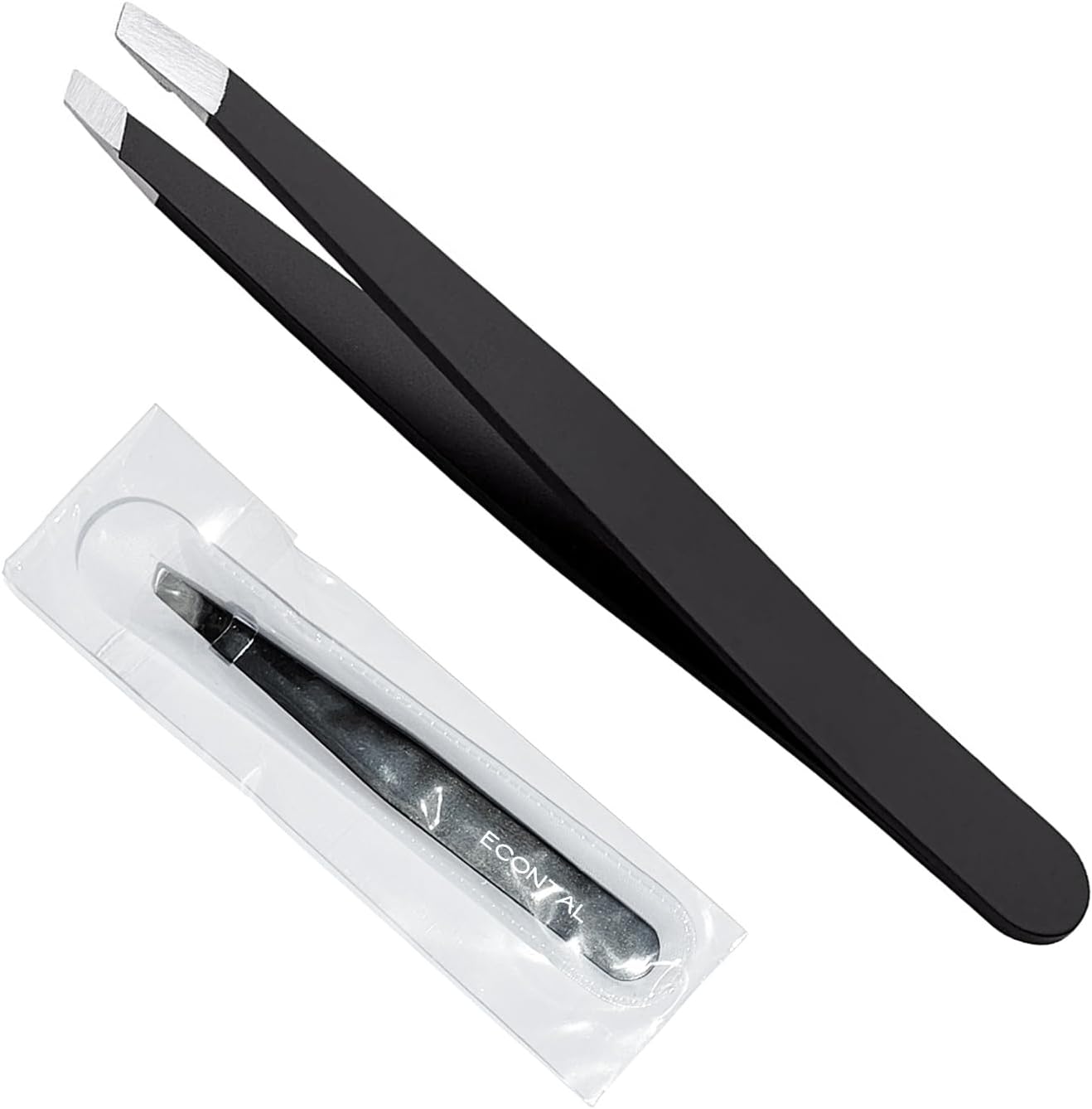 Econtal Pince à Épiler pour Sourcils Professionnelle Oblique avec Étui ...
