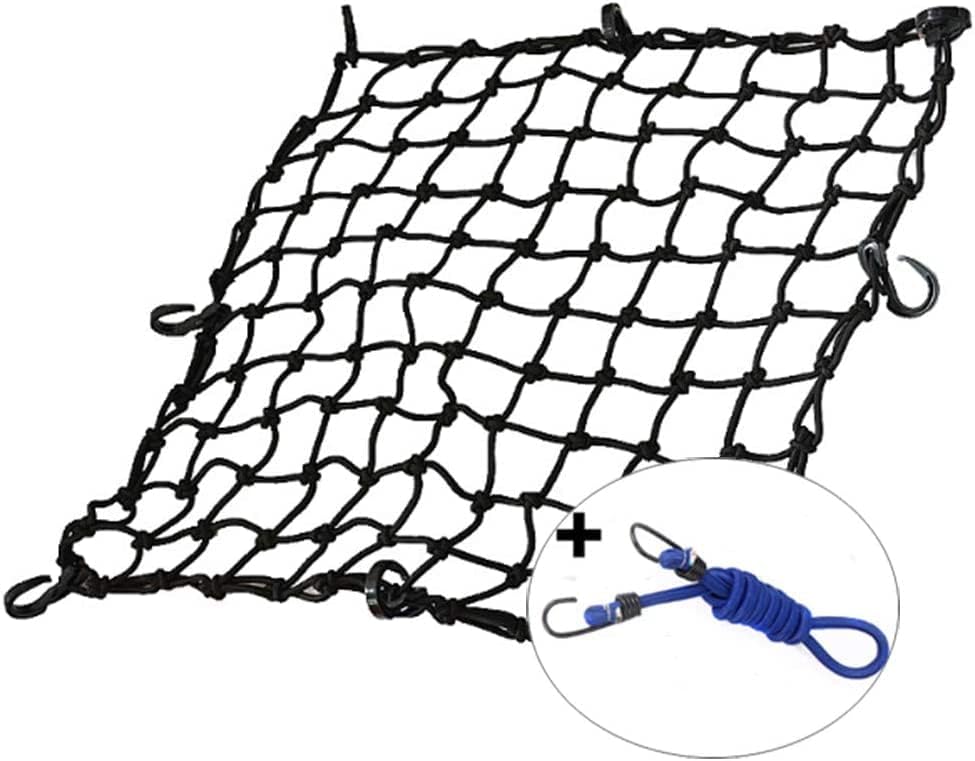 KOFULL 20" x 20" Cargo Net, 6 Hooks Motorcycle Cargo Net Stretches to ...