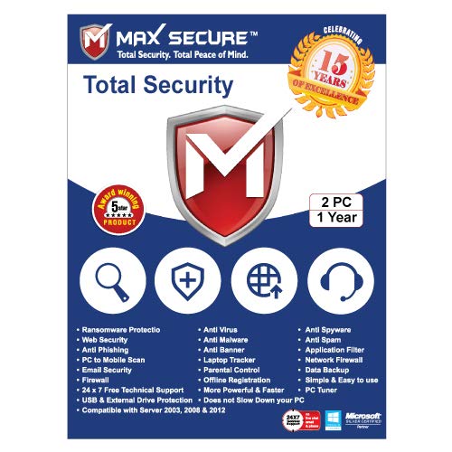 Max Secure Total Security - 2 PC's, 1 Year (Voucher) : Amazon.in: Software