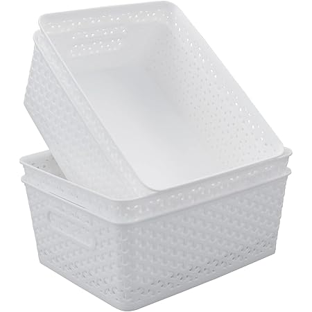 Amazon.com - Lesbin White Plastic Weave Baskets, 4-Pack