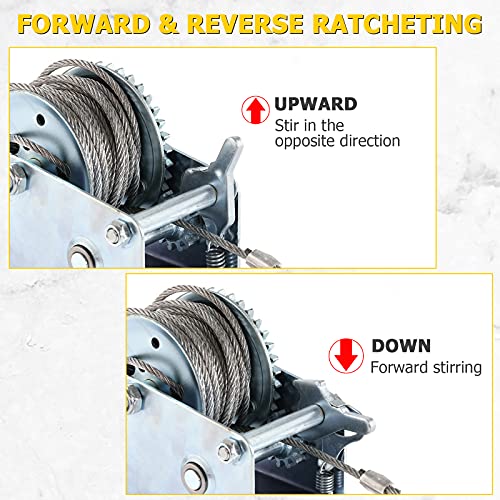 AUXMART Hand Crank Winch 3500lbs Boat Trailer Winch with 32.8 FT Wire ...