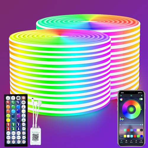 segrass 30M 24v RGB LED neon Rope Lights LED neon Lights with Remote ...