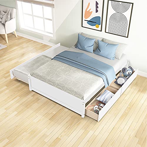 Eafurn Full Size Platform Bed with Storage Drawers and Trundle Bed ...