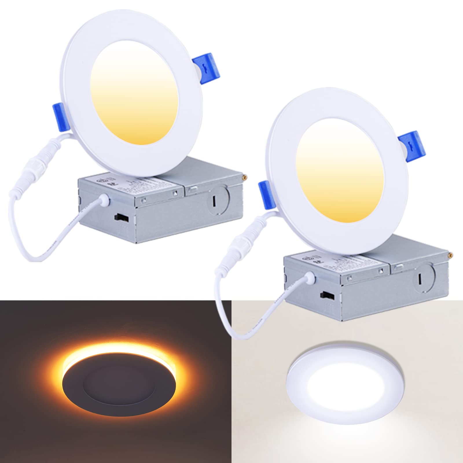 CycevSun 4 Inch LED Recessed Lights with Night Light - Canless Ultra ...