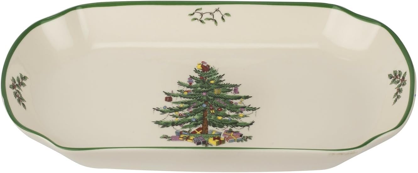 Amazon.com: Spode Christmas Tree Rectangular Scalloped Tray | 11 Inch ...