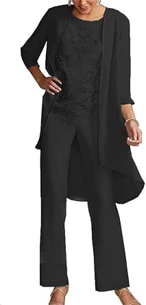 Amazon.com: 3 Piece Mother of The Bride Pant Suits for Wedding Plus ...