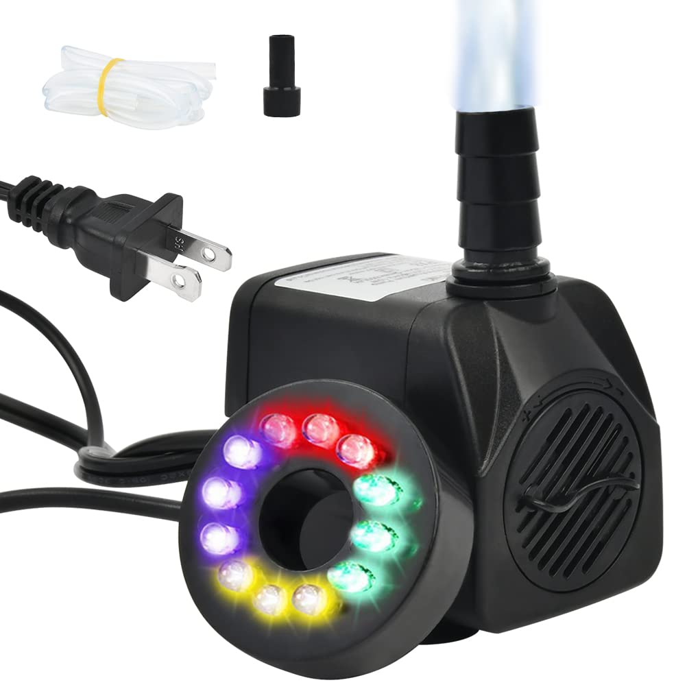 Amazon.com : BUYGOO 10Watt 160 GPH Submersible Fountain Pump wiht LED ...