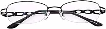 Amazon.com: Jcerki Women Metal Half-Frame Black Reading Glasses Women ...