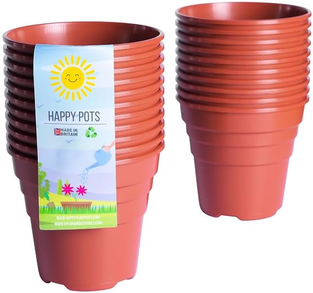 Happy Pots plastic plant pots- 10cm Gloss Terracotta - Pack of 20 ...