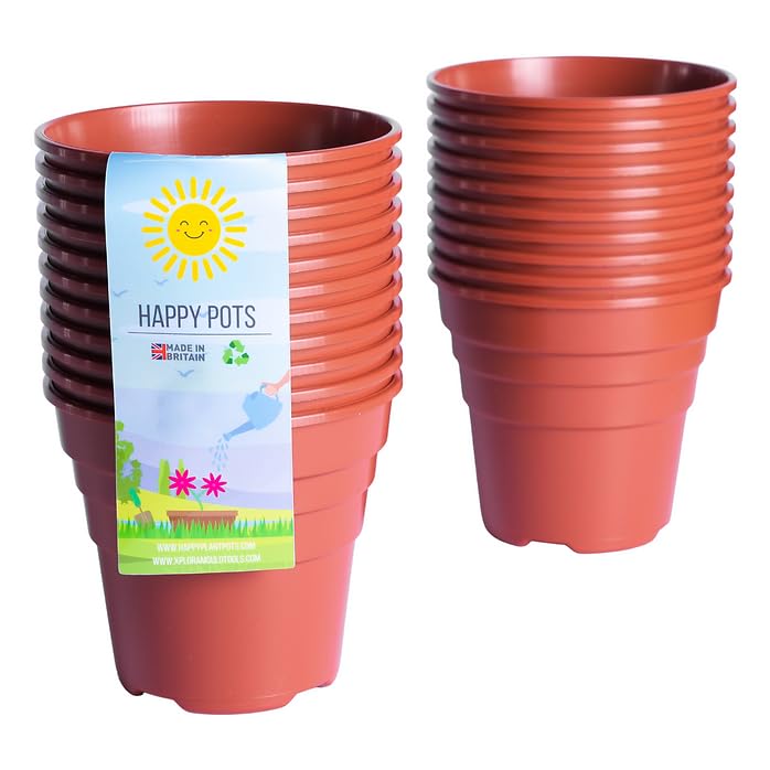 Happy Pots - 10cm Gloss Terracotta - Pack of 20 Premium Plastic Plant ...