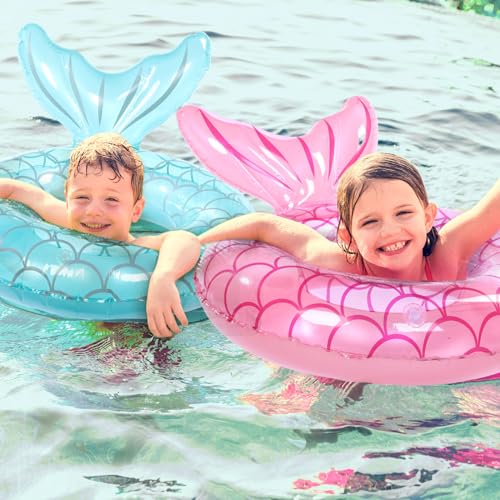 Snapklik.com : 4 Pcs Mermaid Swimming Ring Mermaid Tail Pool Floats Mermaid Inflatable Float ...