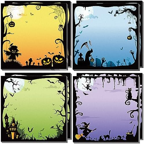 Amazon.com : Whaline 8 Pack Halloween Sticky Notes 4 Design Cartoon ...
