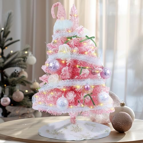 Amazon.com: XrKrOPTend 24" 2ft Tabletop Mini Pink Christmas Tree with ...