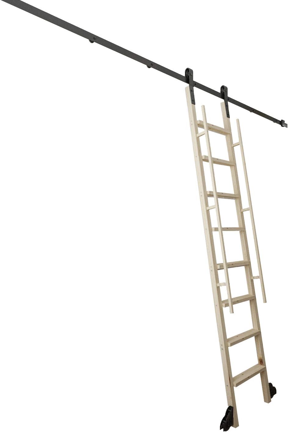 Amazon.com: DIYHD 8FT Rolling Library Ladder Hardware + 120" Wooden ...